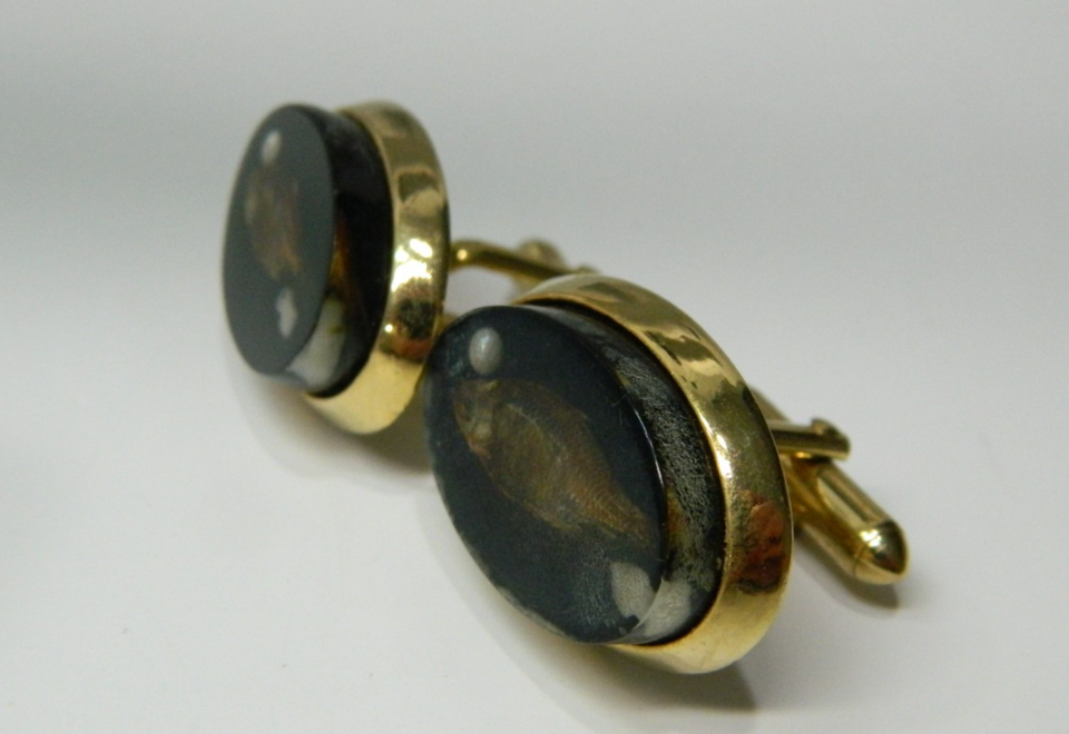 Vintage real baby fish embedded in resin SWANK Cufflinks | eBay