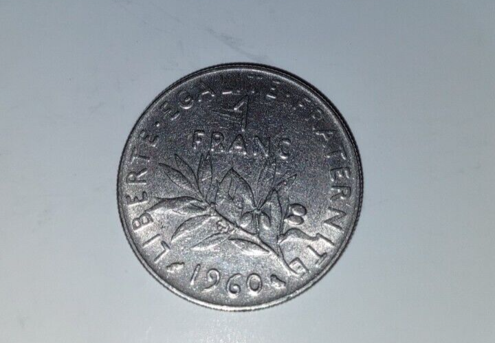 1 franc 1960 Coin French Republique Francaise Rare Collectibles Free ...