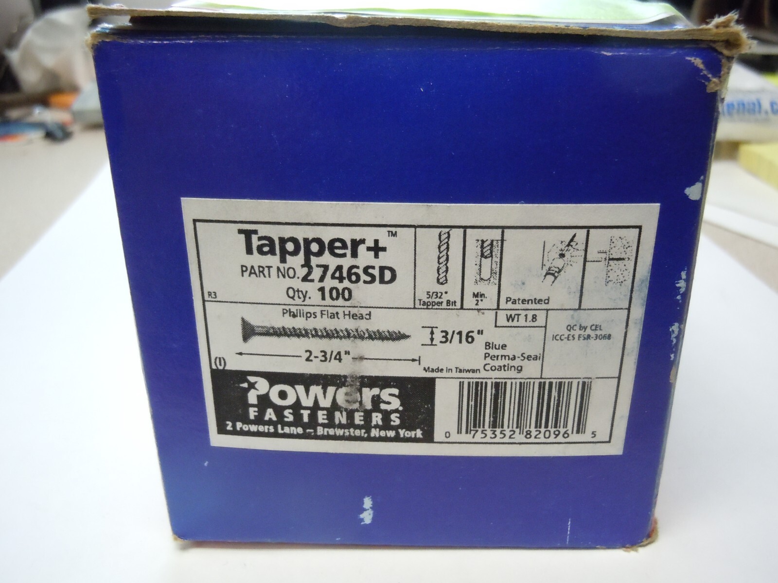 Powers Fasteners 2746SD-PWR Concrete Screw Anchor, Phillips, 3/16" x 2 ...