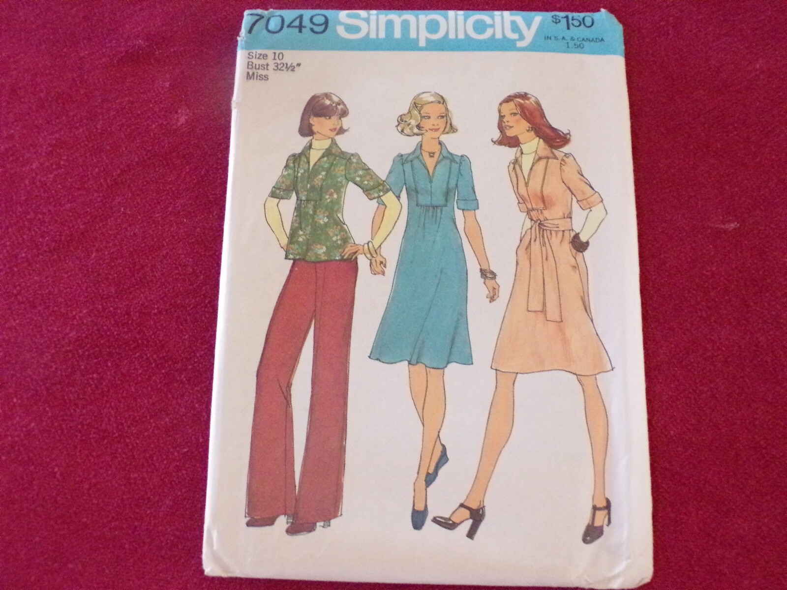 🌸 1975 SIMPLICITY #7049 - LADIES PRETTY RETRO TOP - DRESS & PANTS ...