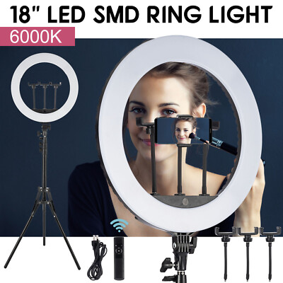 18" LED Ring Light Kit with Stand Dimmable 6500K For Makeup Phone ...
