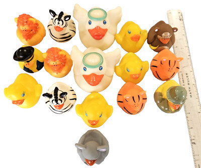 16 PAK CUTE WHIMSICAL RUBBER "CHARACTER" DUCKIES PARROT BIRD TOY CRAFT ...