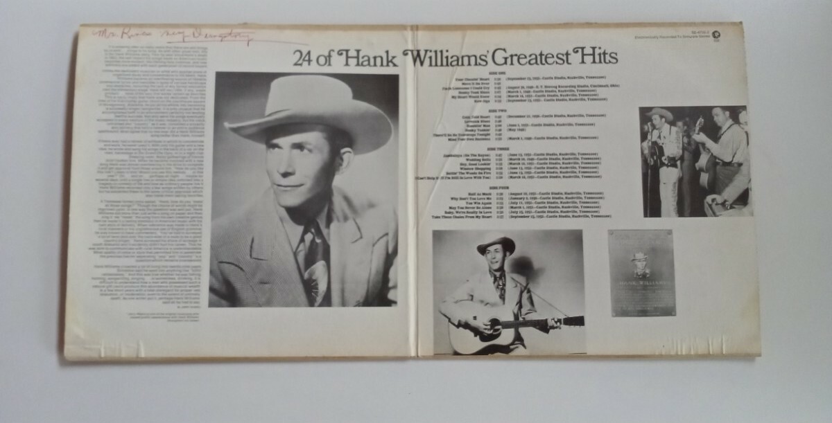 HANK WILLIAMS - 24 OF HANK WILLIAMS' GREATEST HITS 2 LP Vinyl Record ...
