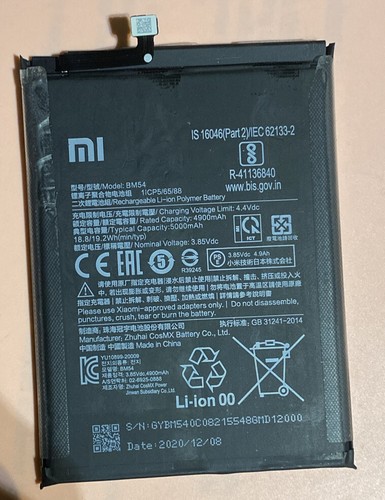 BATTERIE BATTERY POUR XIAOMI REDMI NOTE 9T / REDMI NOTE 9 5G BM54 ...