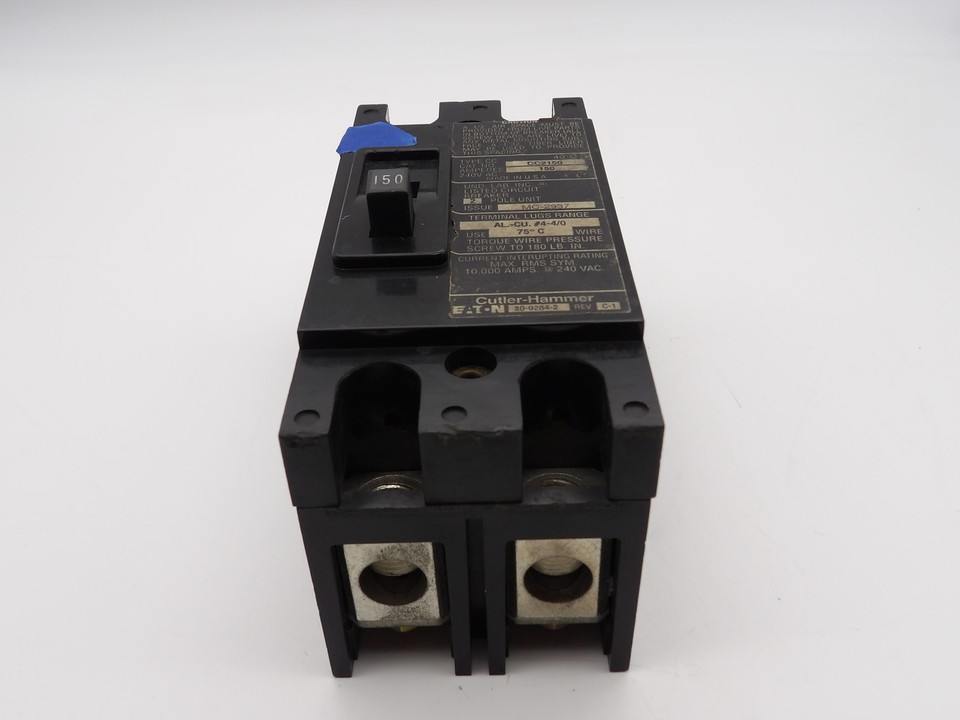 CC2150 - CUTLER HAMMER 150A AMP 2P POLE 10kA@240V BOLT ON MAIN BREAKER ...
