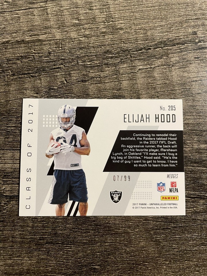 2017 Panini Unparalleled Football Elijah Hood Rookie Orange /99 Wedges ...