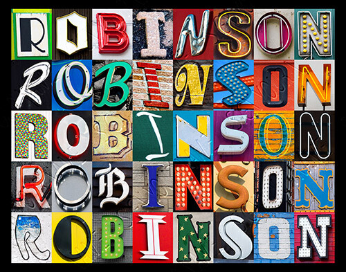 ROBINSON Name Poster featuring photos of actual sign letters | eBay