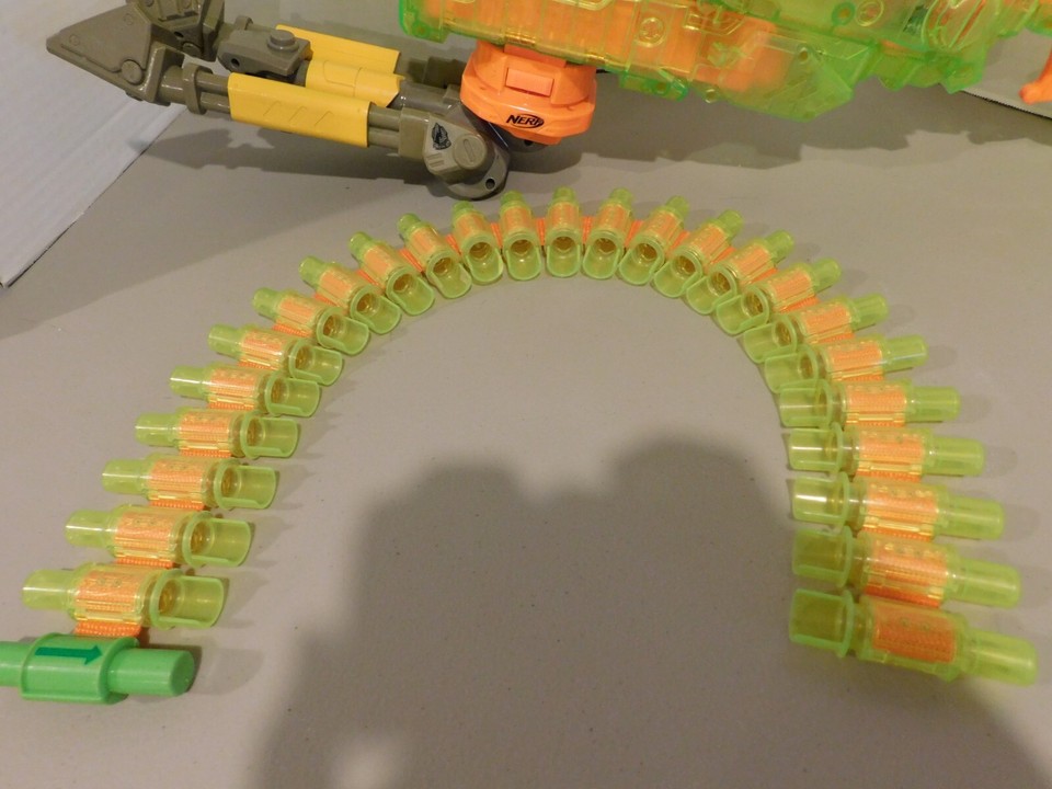Nerf Vulcan EBF-25 Gun Automatic Dart Blaster Green Clear Transparent ...