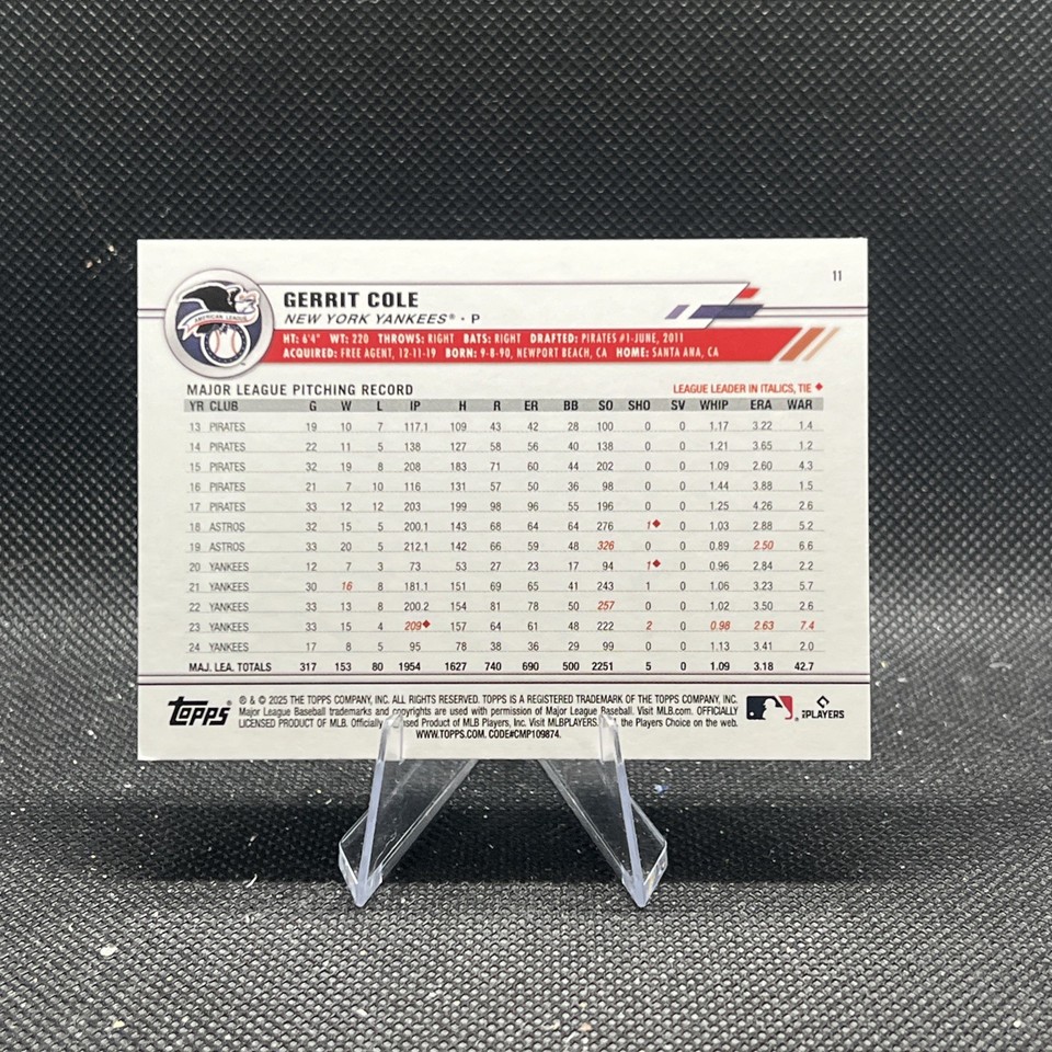 2025 Topps All-Star Game Gerrit Cole #11 ASG Logo Pattern Yankees | eBay