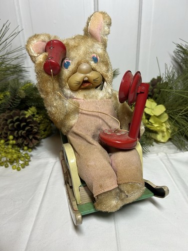 Vintage 1950'S Rocking Rabbit Telephone Battery Japan NON WORKING Tin ...
