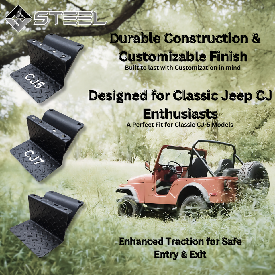 CJ5 Side Steps Compatible with Jeep © CJ Vehicles (Pair) - Solid ...