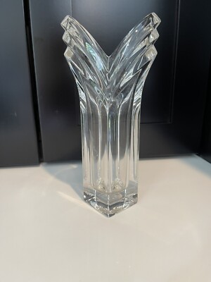 VTG MIKASA LEAD CRYSTAL V SHAPED VASE 9" | eBay