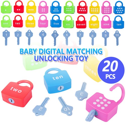 10Pcs ABS Montessori Unlock Key Toys Kids Learning Locks Toy with Keys ...