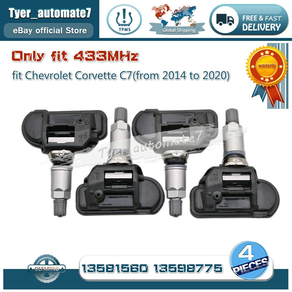(4) 433MHz TPMS Tire Pressure Monitor Sensor 13581560 for 2014-2020 ...
