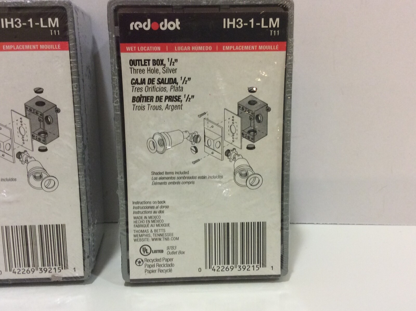 4 Red Dot IH3-1-LM Device Outlet Box 1 Gang 3 Hub 2-13/16" W x 2" D x 4 ...