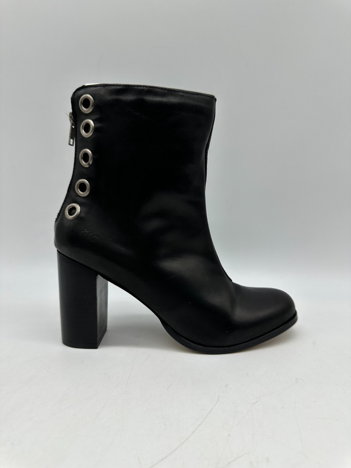 Musse and Cloud Millie Engineer Black Leather Boots Sz 7 US Grommets Chunky Heel | eBay