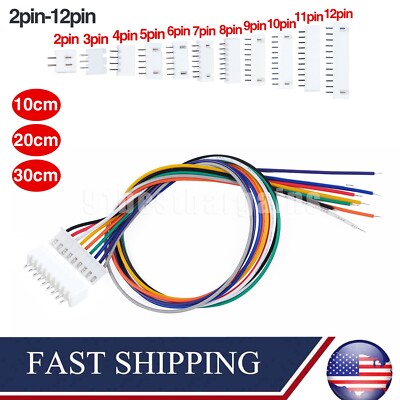 JST XH2.54mm 2/3/4-12 Pin Singleheaded Wire Cable Connector Set Male ...