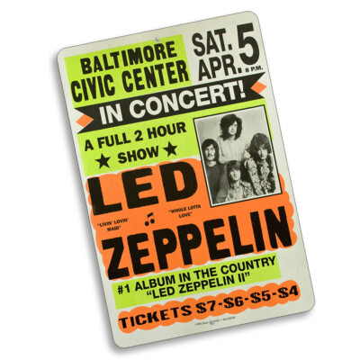 Concert Poster Led Zeppelin Baltimore Vintage Sign Design 8x12 In ...