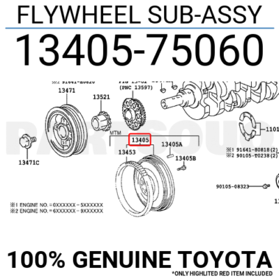 1340575060 Genuine Toyota FLYWHEEL SUB-ASSY 13405-75060 | eBay