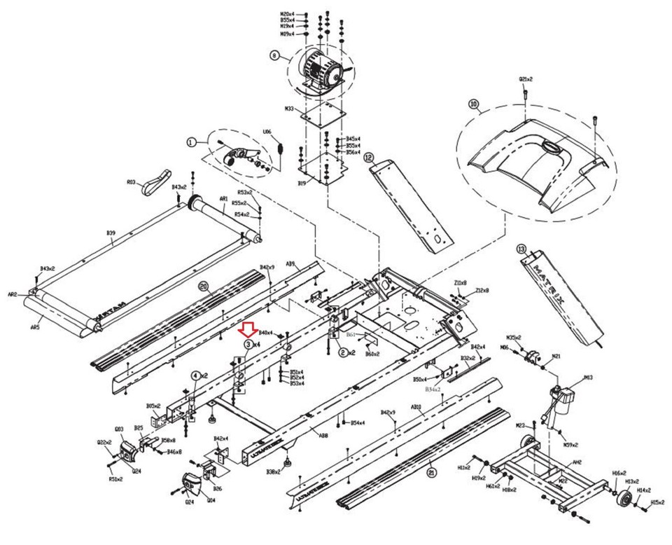 Matrix Fitness T3xe T1xe Treadmill Running Deck Elastomer Mid Set ...
