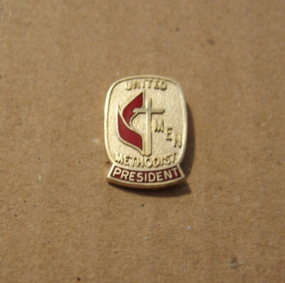 United Methodist Men PRESIDENT Tie Tack; Gold-Colored Metal with Red ...