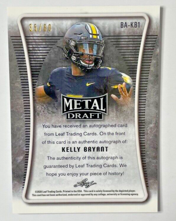 Kelly Bryant 2020 Leaf Metal Draft Silver Rainbow RC AUTO #BA-KB ...