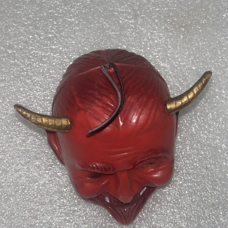 Vintage Halloween Winking Red Devil Head Blow Mold Candy Container ...