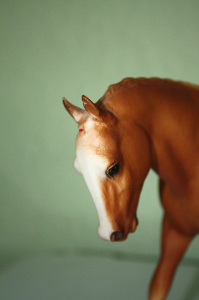 Breyer Cantering Welsh Pony #105 chestnut bald face with red ribbons | eBay