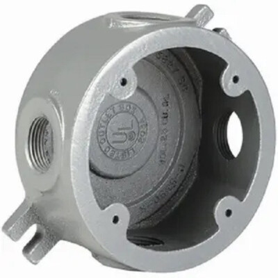 VLJX-1 Killark Round Outlet Box Aluminum 2-1/4-Inch Deep 1/2-Inch Hubs ...