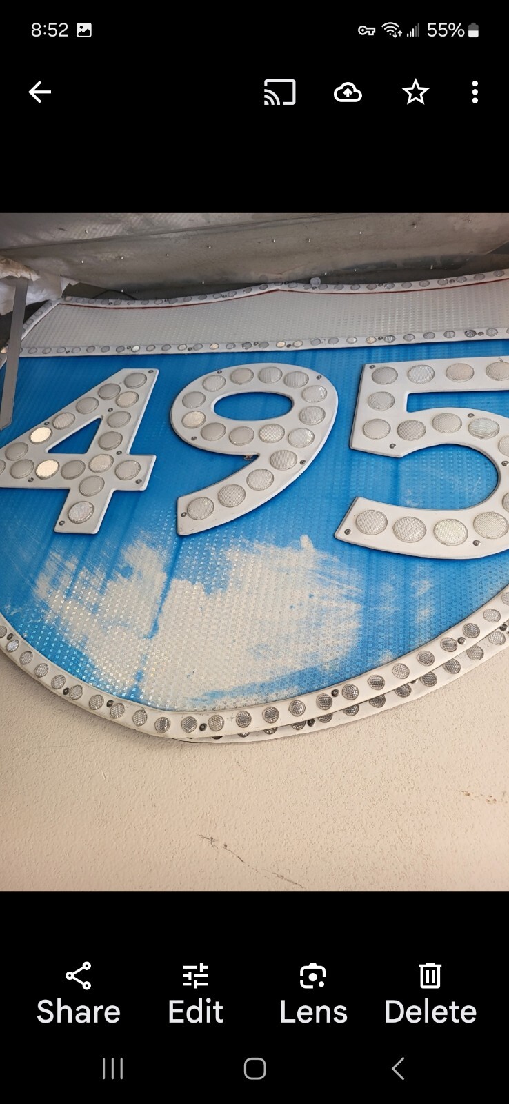 NYC HUGE! 45"x 36" Interstate Route 495 EAST COAST Highway REFLECTOR ...