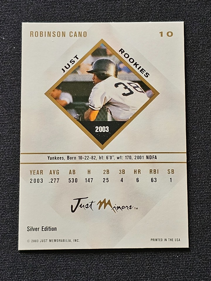 ROBINSON CANO 2003 JUST MINORS SILVER EDITION ROOKIE CARD #10! YANKEES ...