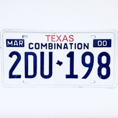 2000 United States Texas Base Combination License Plate 2DU 198 | eBay