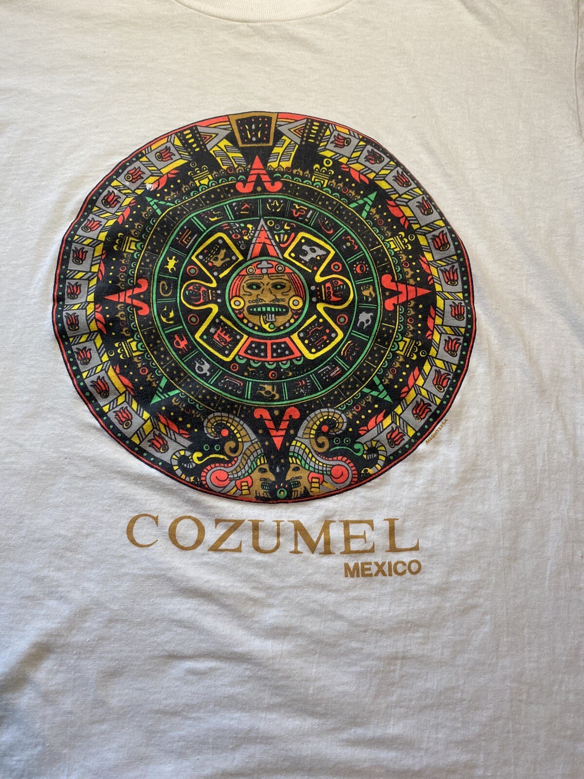 Vintage Cozumel Mexico Mayan Aztec Calendar T Shirt L… - Gem