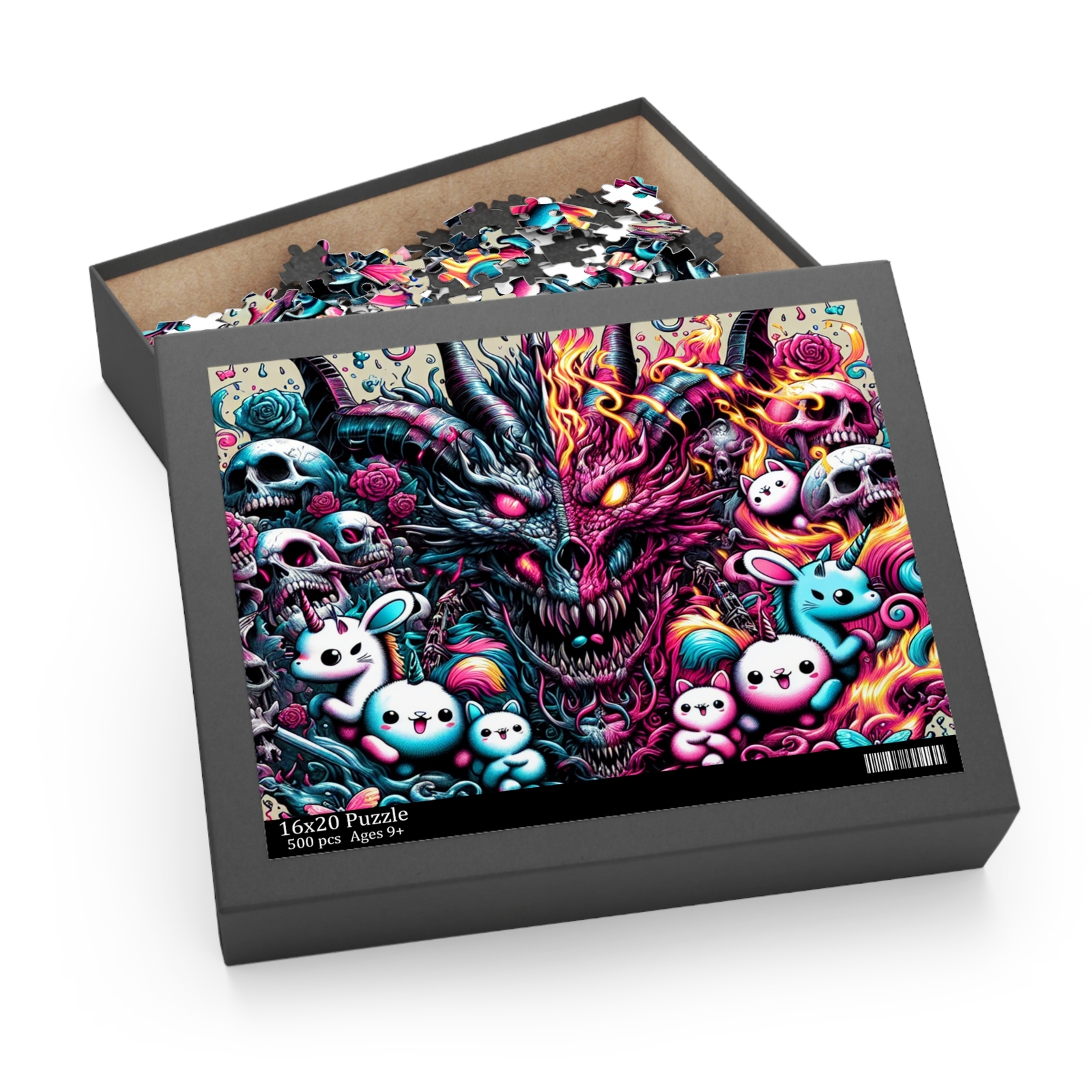 Puzzle (500 pieces) Horror Metal Art Dragon Mash Up With Weird Cute ...