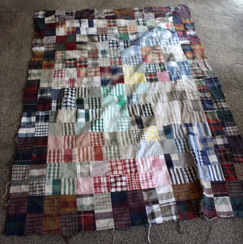 VINTAGE HANDMADE PATCHWORK UNFINISHED MULTI COLOR COTTON QUILT TOP 45 X ...