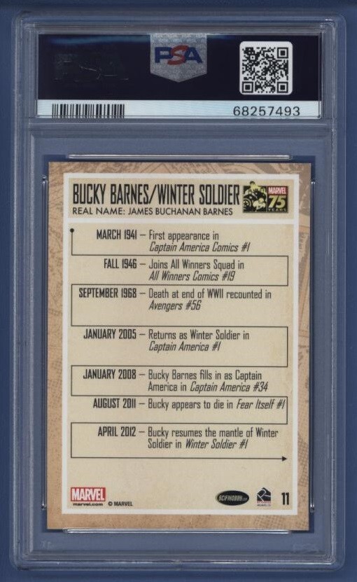 2014 Marvel Universe #11 BARNES/WNTR SLDR PSA 9 MINT 75th Ann. by ...