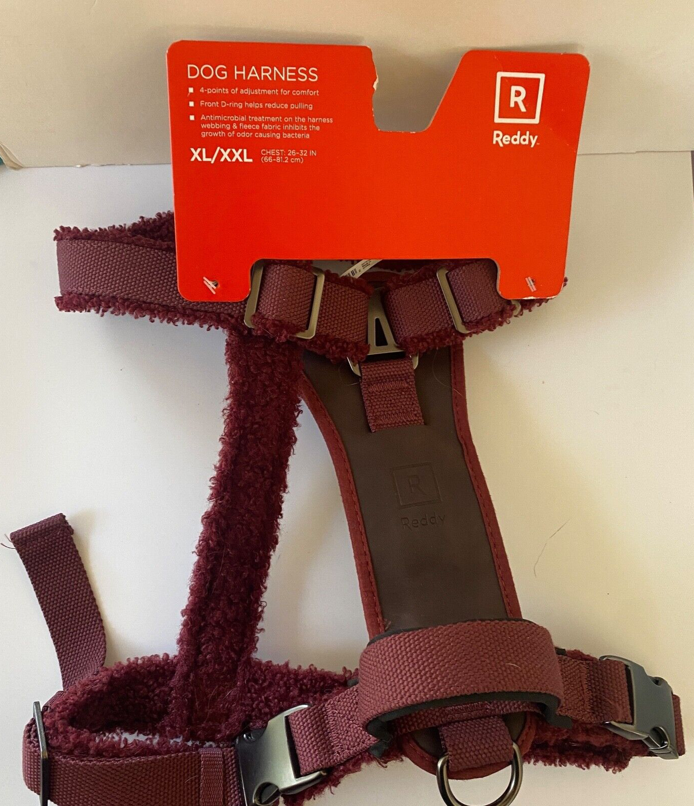 Reddy Dog Harness Fleece Leather Burgundy D-Ring XL/XXL 4 Point ...