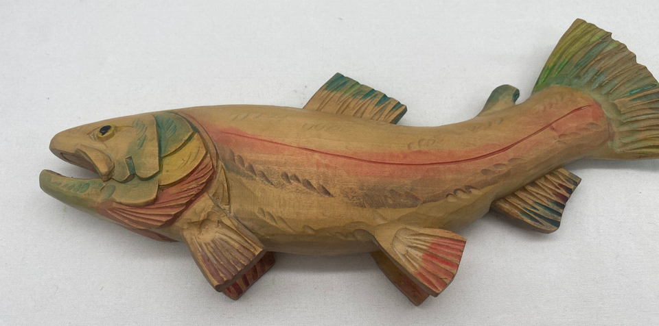 German Folk Art Hand Carved Ammersea Fish Signed Peter Wirsching Wall ...