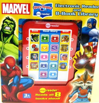 Marvel Electronic Me Reader & 8 Books Library Avengers Guardians Spider ...
