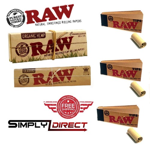 Raw Rolling Papers Kingsize Organic, Roach Tips Connoisseur Rizla ...