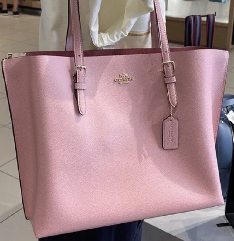 NWT COACH Large Mollie 1671 Double Face Leather Tote Bag Pink | eBay