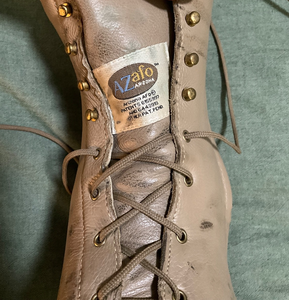Azafo Arizona Biege LEATHER LACE UP Left Ankle Brace ORTHOPEDIC Boot ...