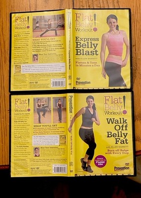 2 ELLEN BARRETT Exercise DVDs Flat Belly Workout Walk Off, Express ...