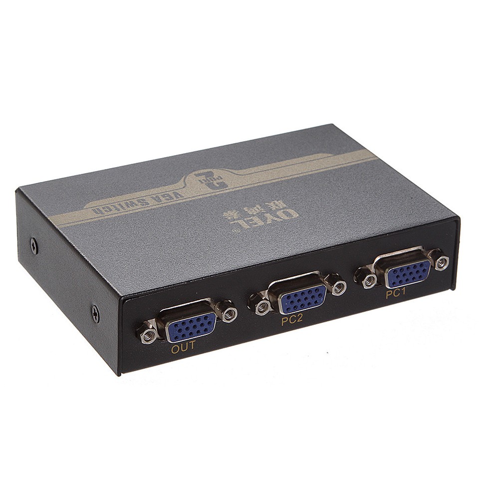 VGA SVGA Monitor Sharing Switch Box 2 Port 2 In 1 Out LCD PC TV +Remote ...