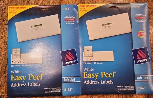 Avery 8162 White Easy Peel Address Labels, 1-1/3" x 4", 350 Labels ...