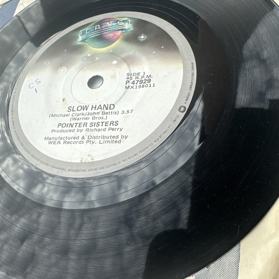 Point Sisters Slow Hand / Holding Out For Love 7" 45rpm Free Untracked ...
