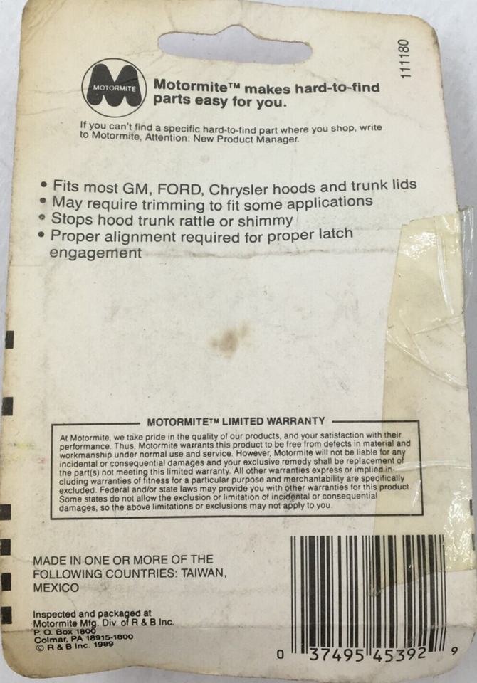 Motormite / Dorman 45392 Trunk And Hood Bumpers Universal Fitment | eBay