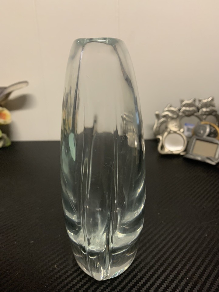 Mid-Century Modern Swedish Sculpted Glass Vase w/ Etched Impala Motif ...