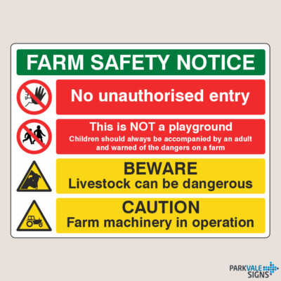 Multi Hazard Farm Safety Notice Sign - Farm Safety | eBay UK