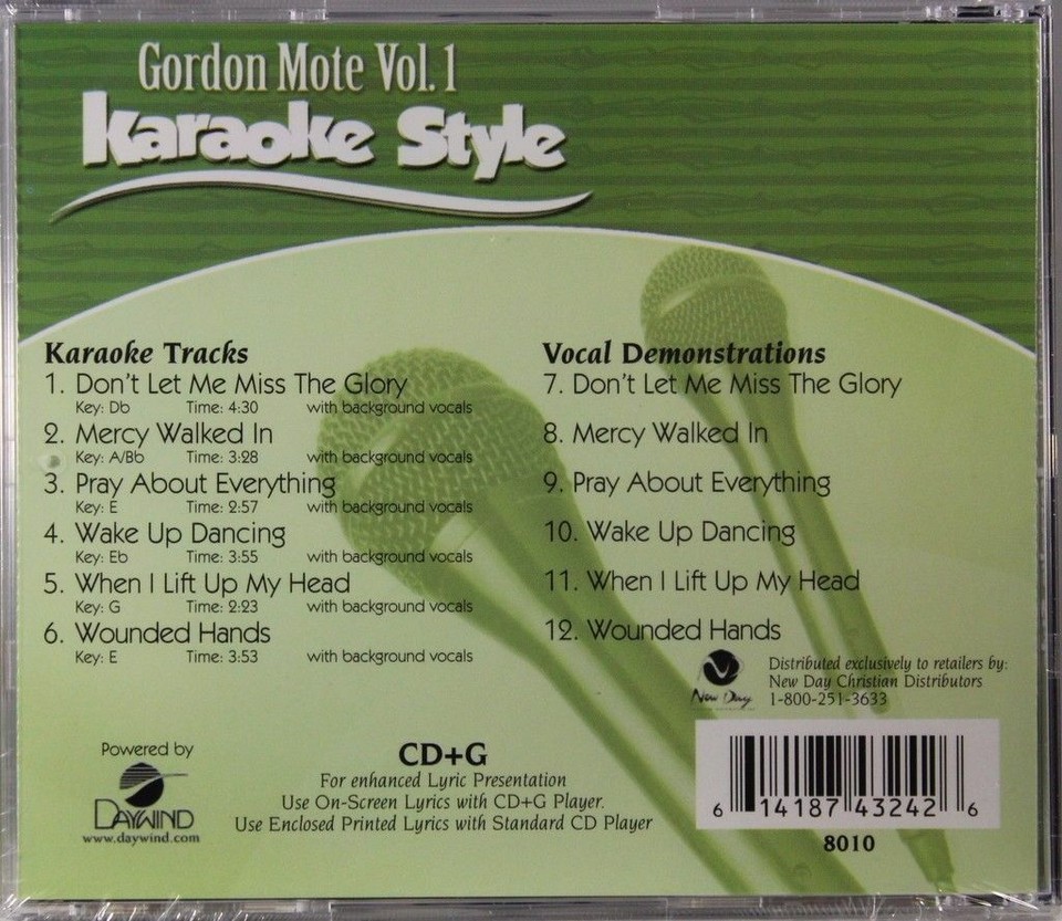 Gordon Mote Volume 1 Christian Karaoke Style NEW CD+G Daywind 6 Songs ...